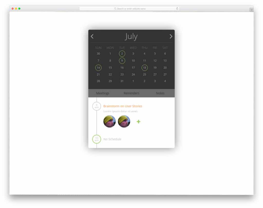 35 Cool CSS calendar Inspiration For Your Web And Mobile Applications