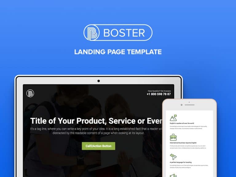 Booster - Free Business Bootstrap Landing Page Template - uiCookes