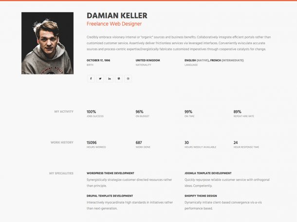 MyProfile – Free Professional Personal Bootstrap CV / Simple HTML ...